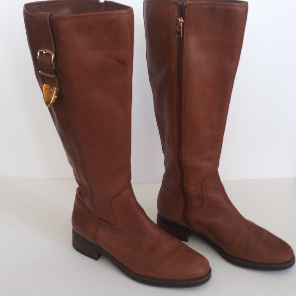 Coach "Easton Extended" Leather Riding/Moto Boot - Gem
